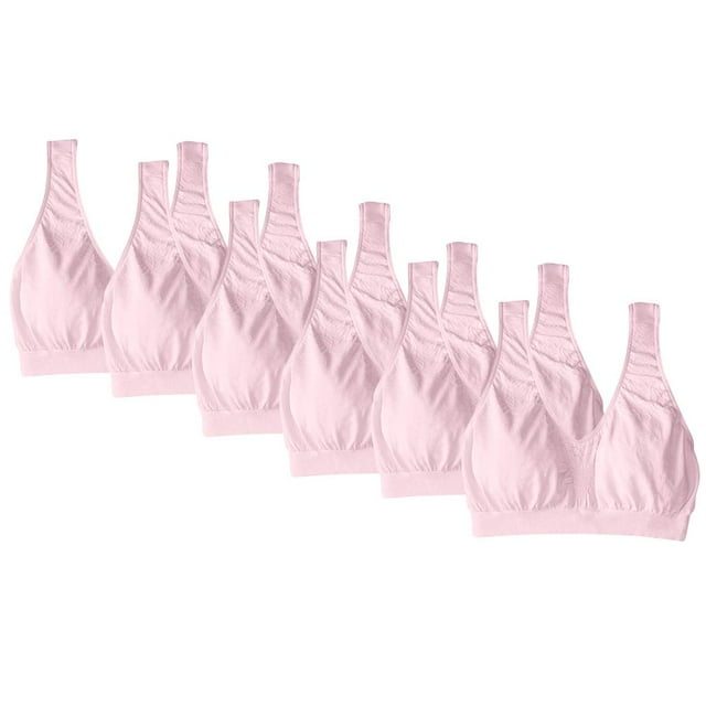 6 Pack Blushing Pink Seamless Comfort Revolution Bali Crop Top Bra