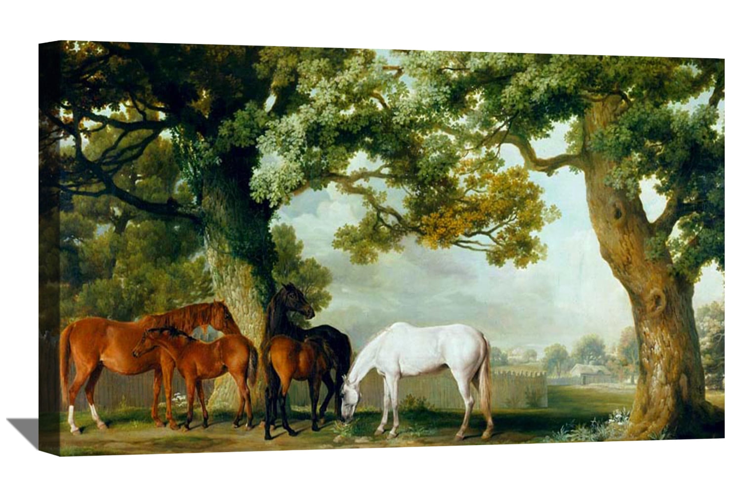 George Stubbs Paintings Sporting Art Print Mares And Foals Under An Oak ...