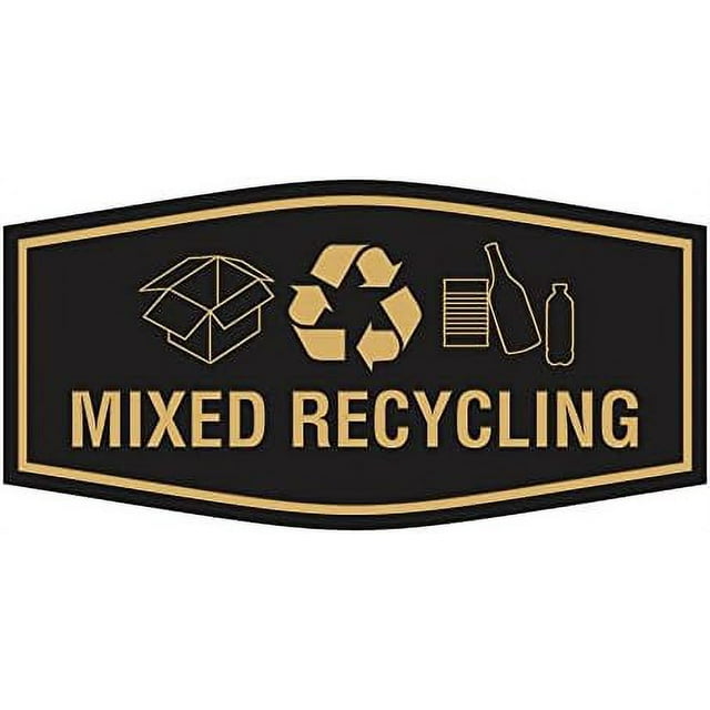 Fancy Mixed Recycling Sign (Black Gold) - Large - Walmart.com