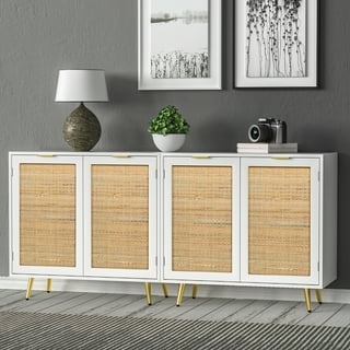 Modrest Perret 4-Door Modern Wood Veneer Buffet in Ash Black/Brass ...