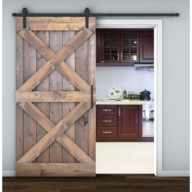 Essencaliy 42in x84in Solid Wood Barn Door, Made-in-USA Farmhouse ...