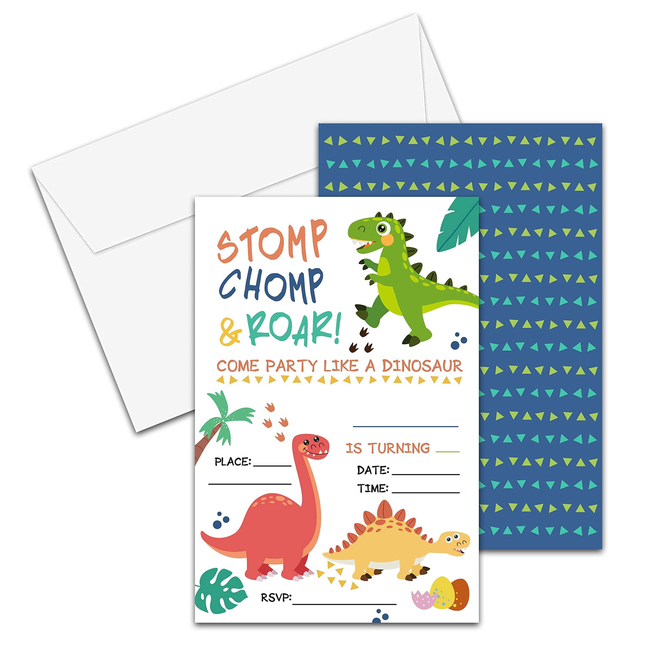 Dino Adventure Birthday Invitations - 20 Count Party Invites with ...