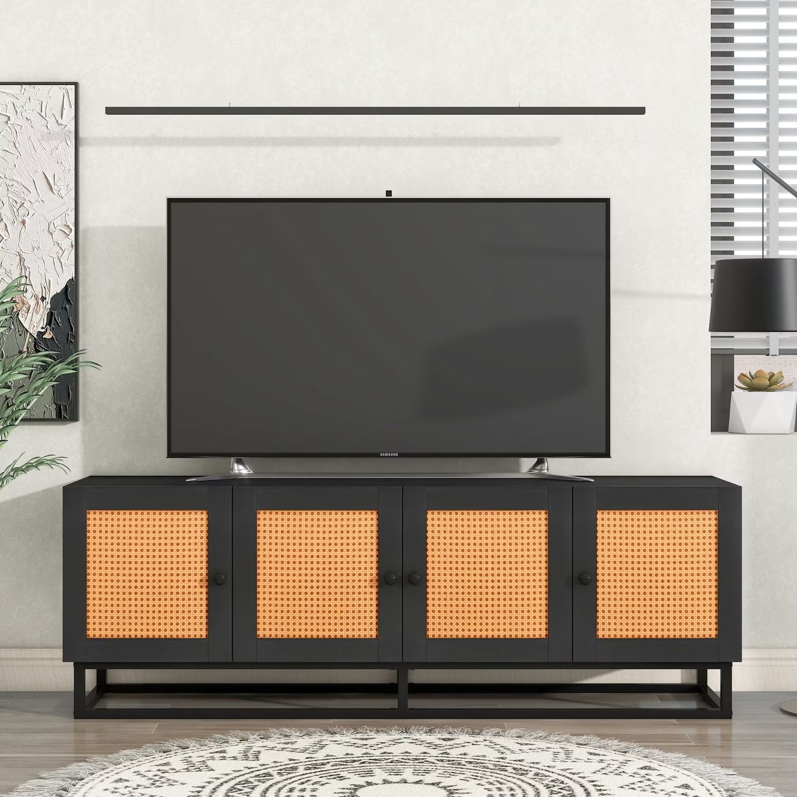 Rustic TV Stand for TVs up to 65 Inch, Farmhouse Media Entertainment ...