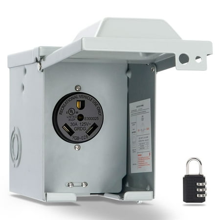 MSYMY 30 Amp RV Power Outlet Box, 125 Volt Enclosed Lockable ...