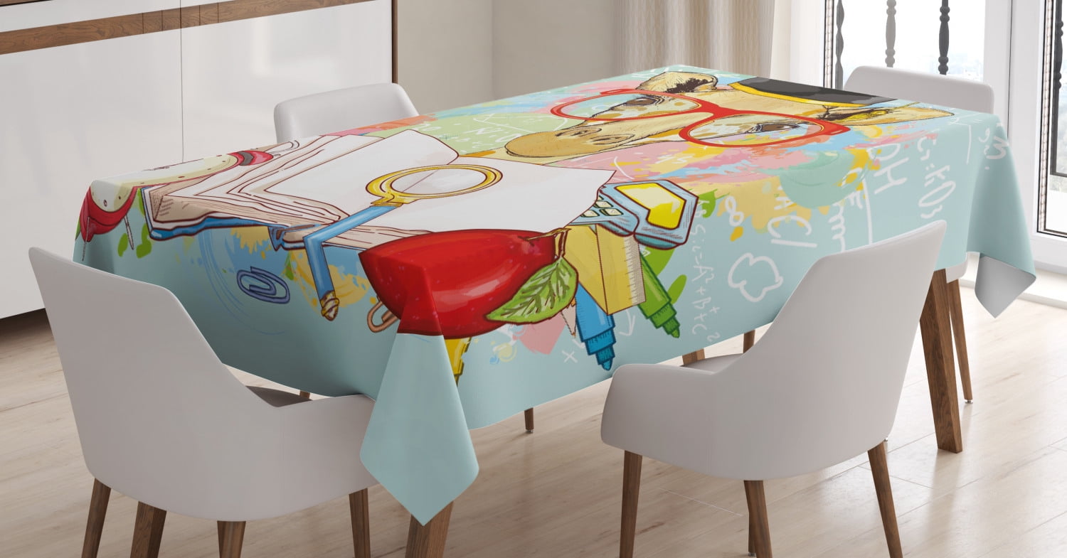 Ambesonne Graduation Tablecloth Rectangular Table Cover, Geek Giraffe ...