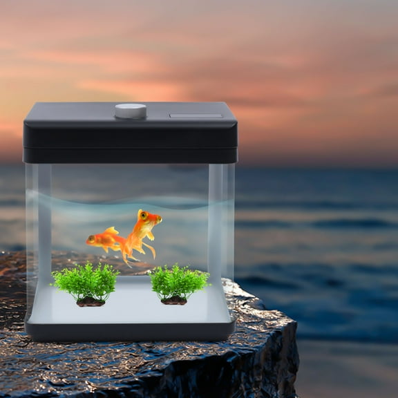 pondon Fish Tank, 1.7 Gallon Glass Aquarium, LED Light, Filter, Air ...