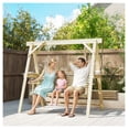 3 Seat Porch Swing with Stand, Outdoor Patio Swing with Side Tables ...