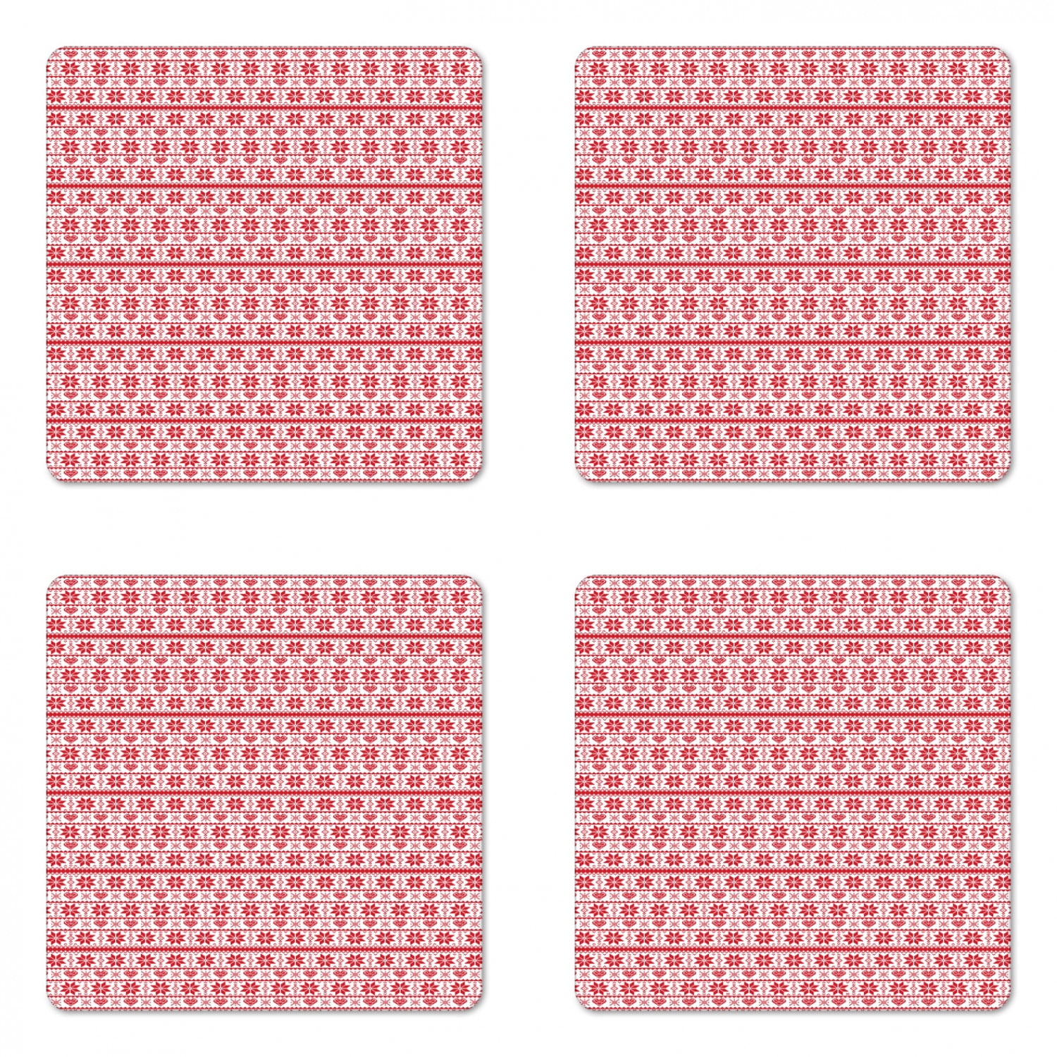 Christmas Coaster Set of 4, Scandinavian Tradition Fashion Nordic ...