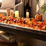 Waipfaru Fall Garland with Lights,6ft Maple Leaf Garland with Pumpkins ...