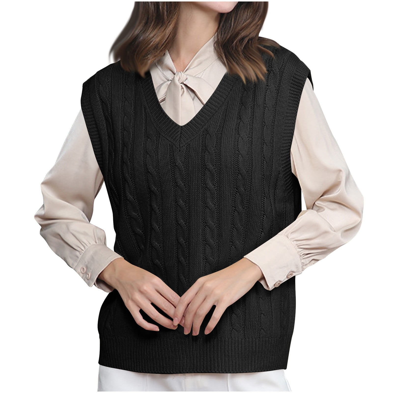 Click here for Faiwad Sweater Vest Women V Neck Sleeveless Cable... prices