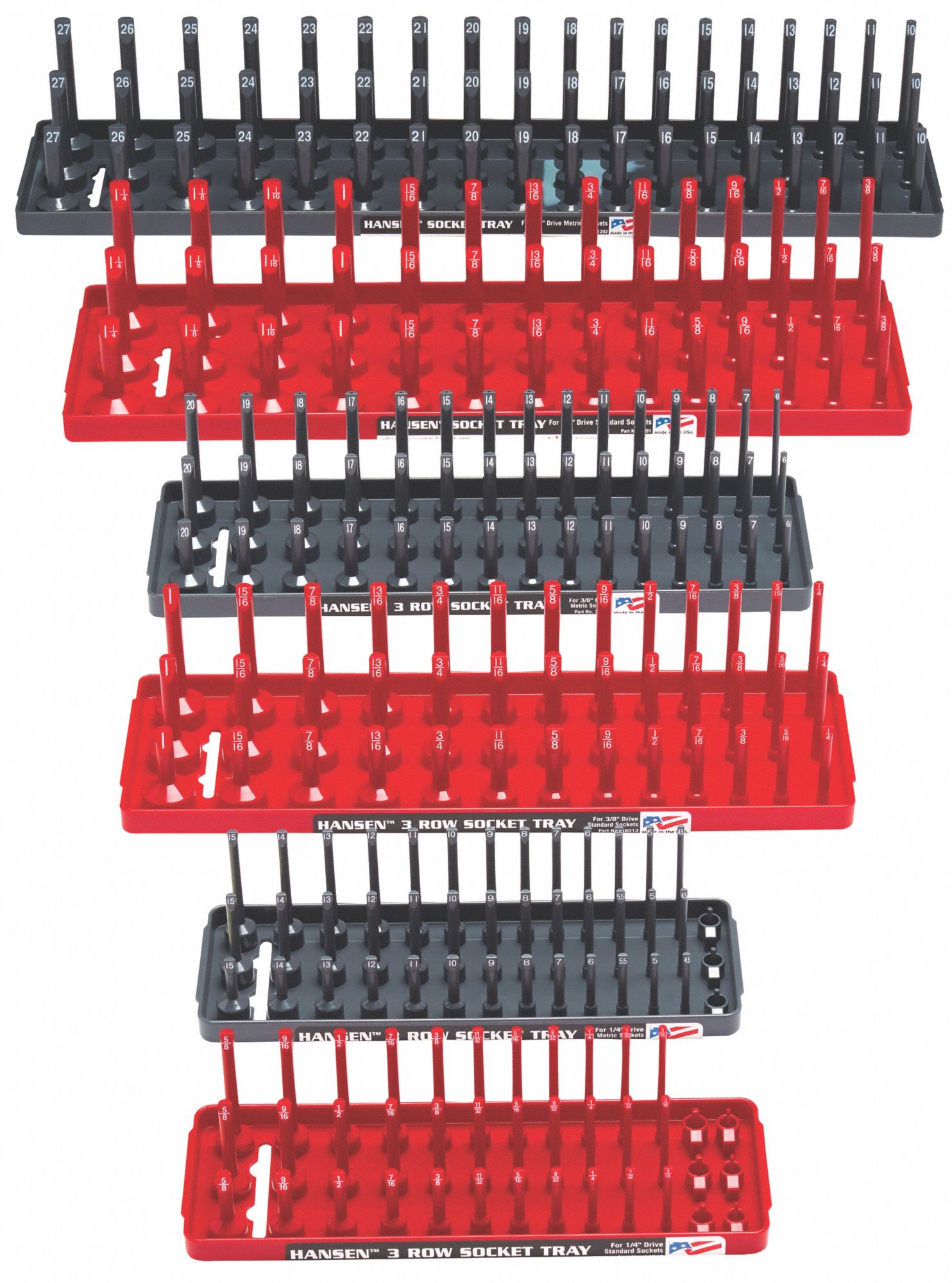 Hansen Socket Tray Set,Gray/Red,Plastic 92013 - Walmart.com