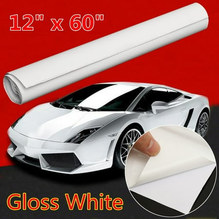 12 Inch X 60 Gloss Glossy White Vinyl Wrap Car Sticker Decal Sheet Roll ...