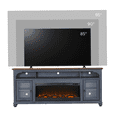 86 Inch Electric Fireplace TV Stand with Storage, Corduroy Blue Finish ...
