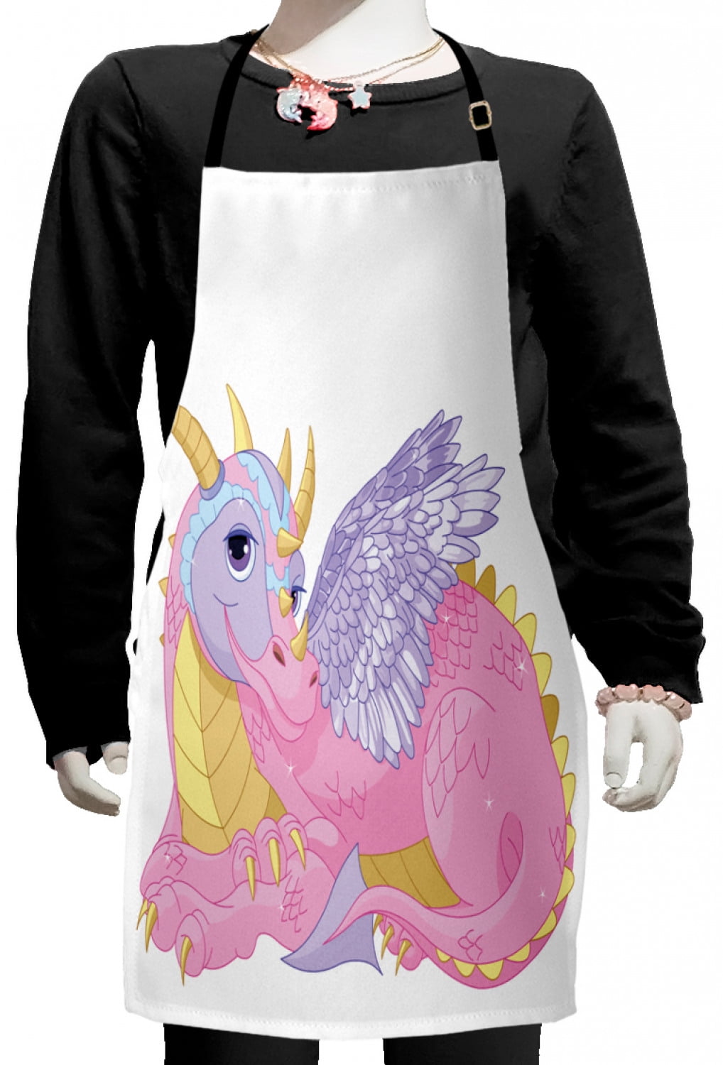 Cartoon Kids Apron, Illustration of Lady Dragon Mythical Fairytale ...