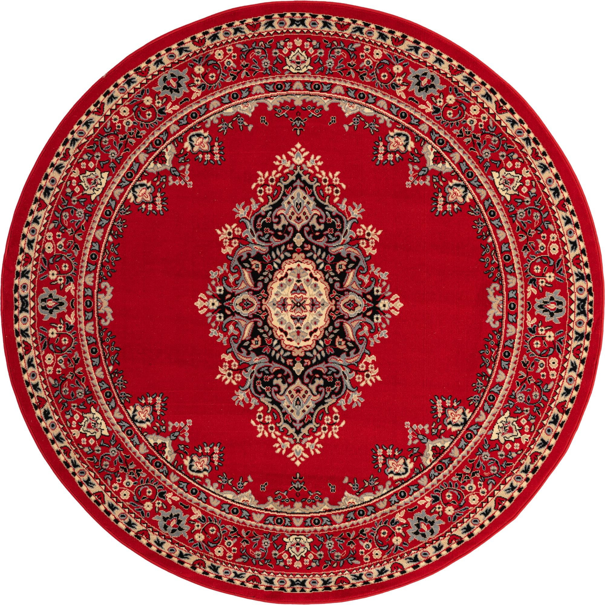 Rugs.com Amaya Collection Rug – 8 Ft Round Red Medium Rug Perfect For ...