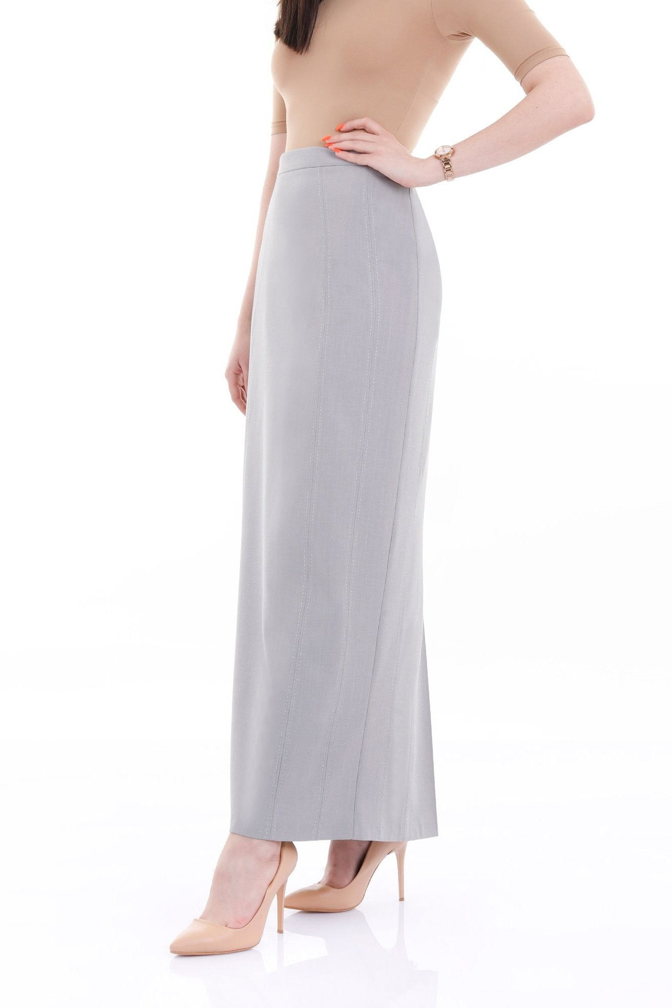 Silver Ankle Length Women's Plus Size Back Split Maxi Skirt - Walmart.com