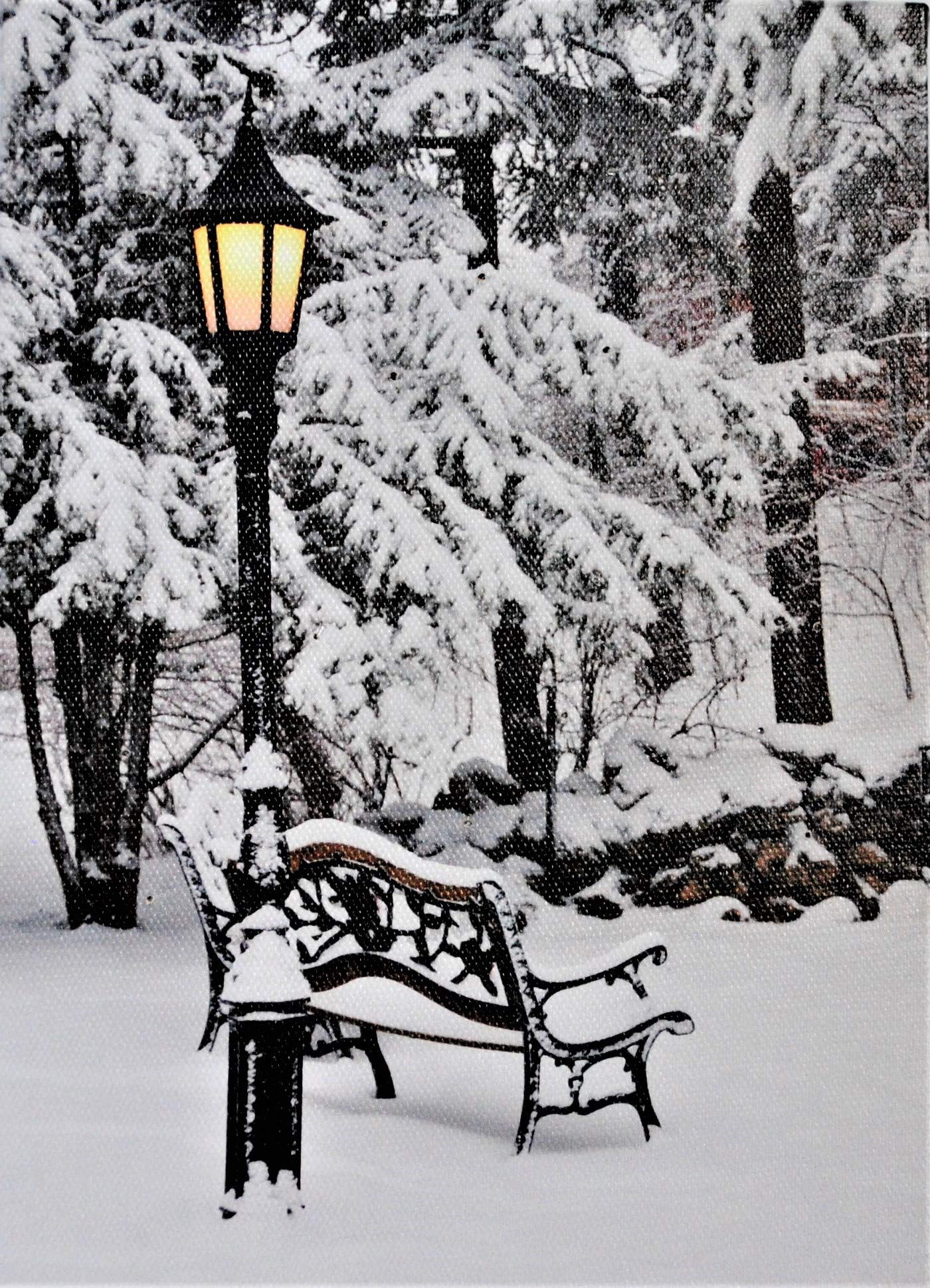 Tabletop Light Up Picture "Bench with Lightpost", Canvas Print ...