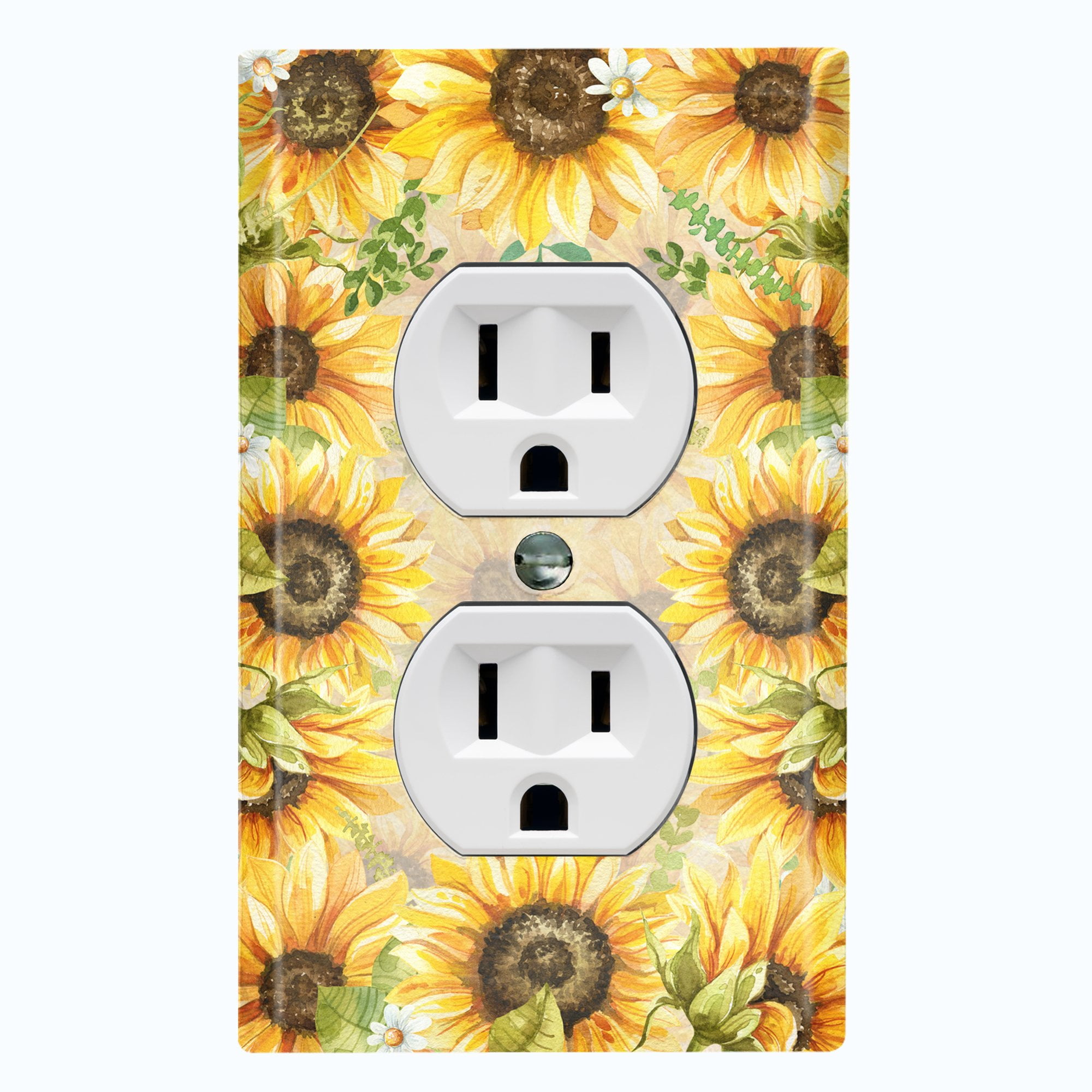 Metal Light Switch Plate Outlet Cover Vibrant Yellow Sunflower Frame ...