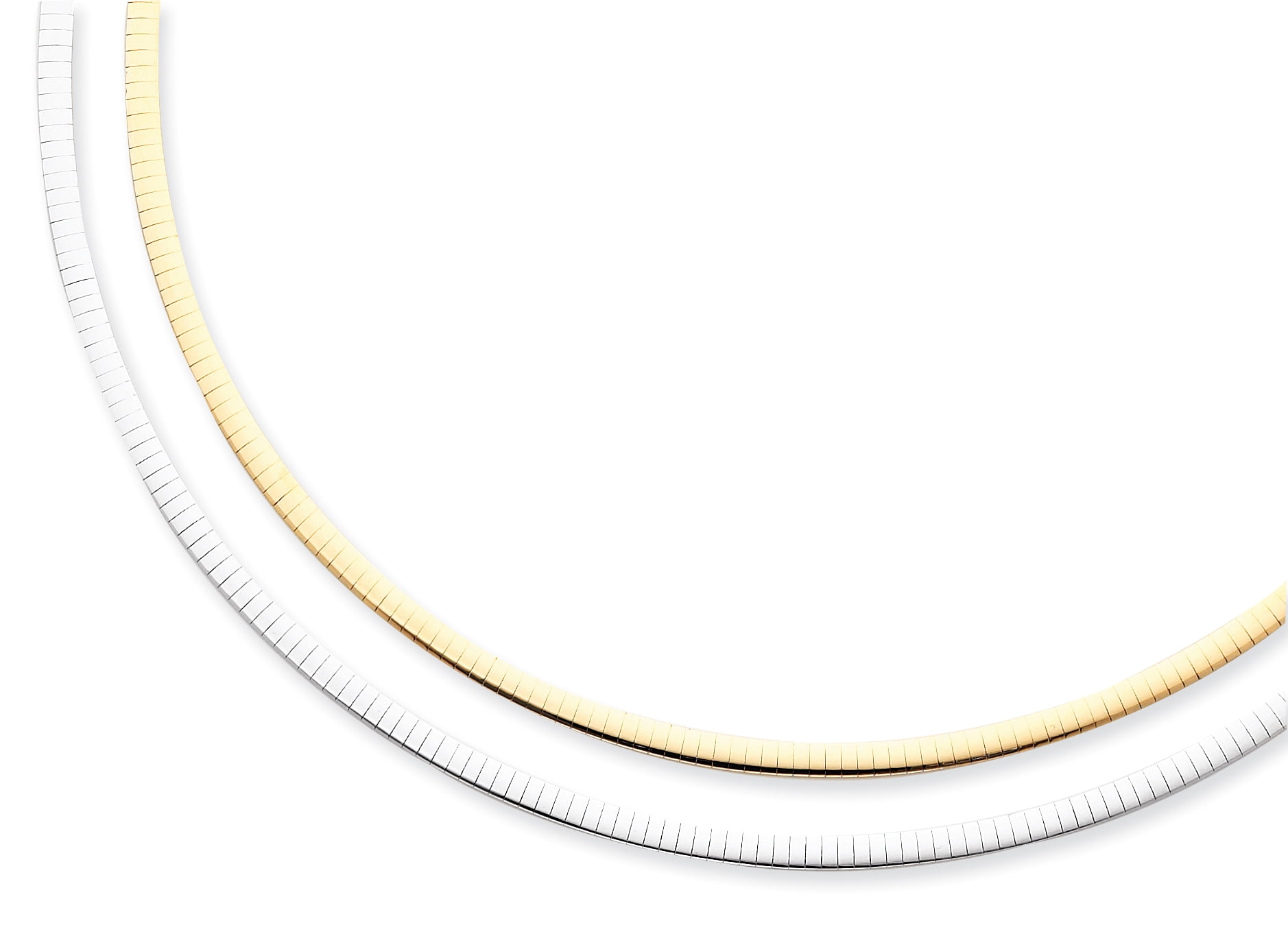 14k Two Tone Yellow Gold Reversible 4mm Omega Extender Chain Necklace ...