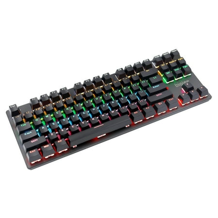 biojee Wired 87-Key Mechanical Gaming Keyboard Rainbow Backlit Keyboard ...