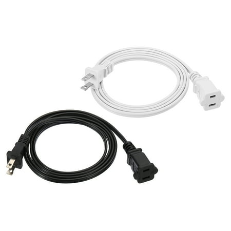 Uxcell 2 Prong 5Ft Extension Cord Male/Female Power Cord 2 Outlet Polarized Plug, 2 Pack ...