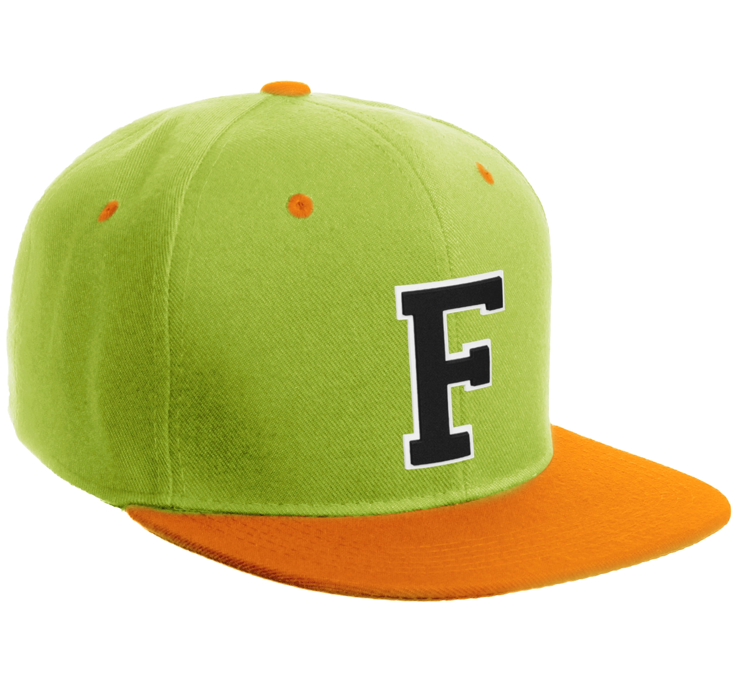 Daxton Classic Snapback Hat Custom A to Z Initial Varsity Letters, Lime ...