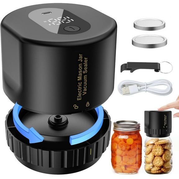 Electric Mason Jar Vacuum Sealer Kit, Wide and Regular Mouth Lids, USB ...