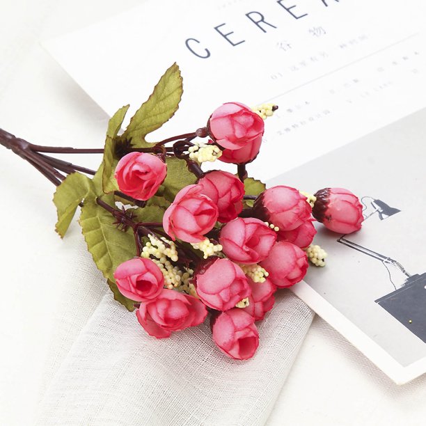 Artificial Fake Flower Mini Rose Tea Bud Simulation Rose Flower Pearl ...