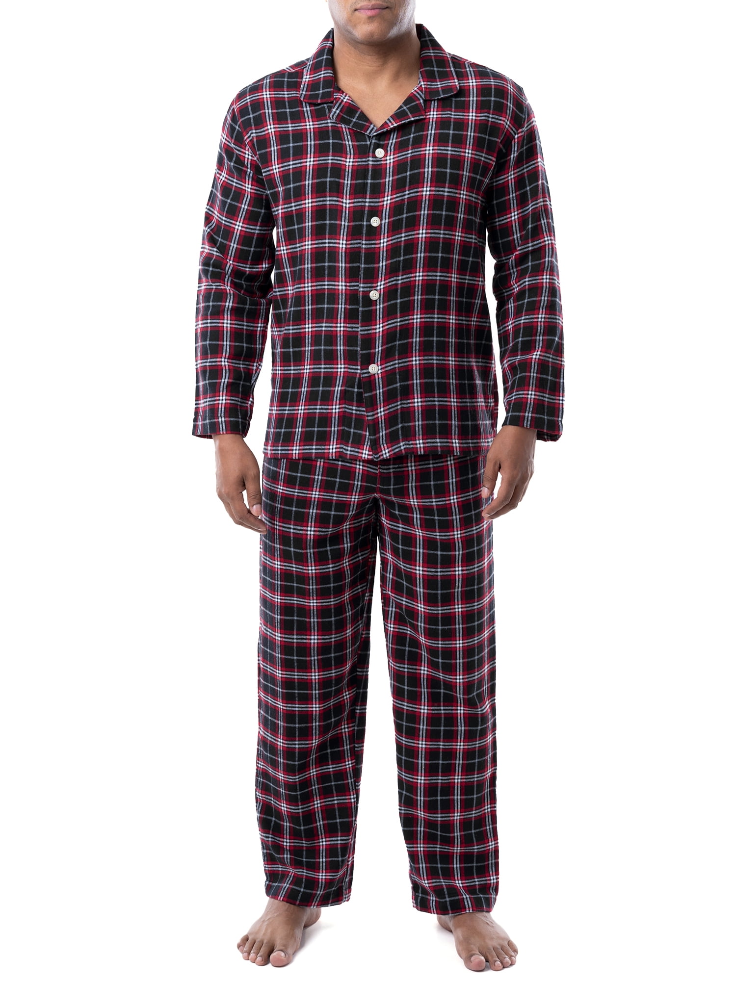 Fruit of the Loom Men's Flannel Pajama Top and Bottom Pajama Set ...