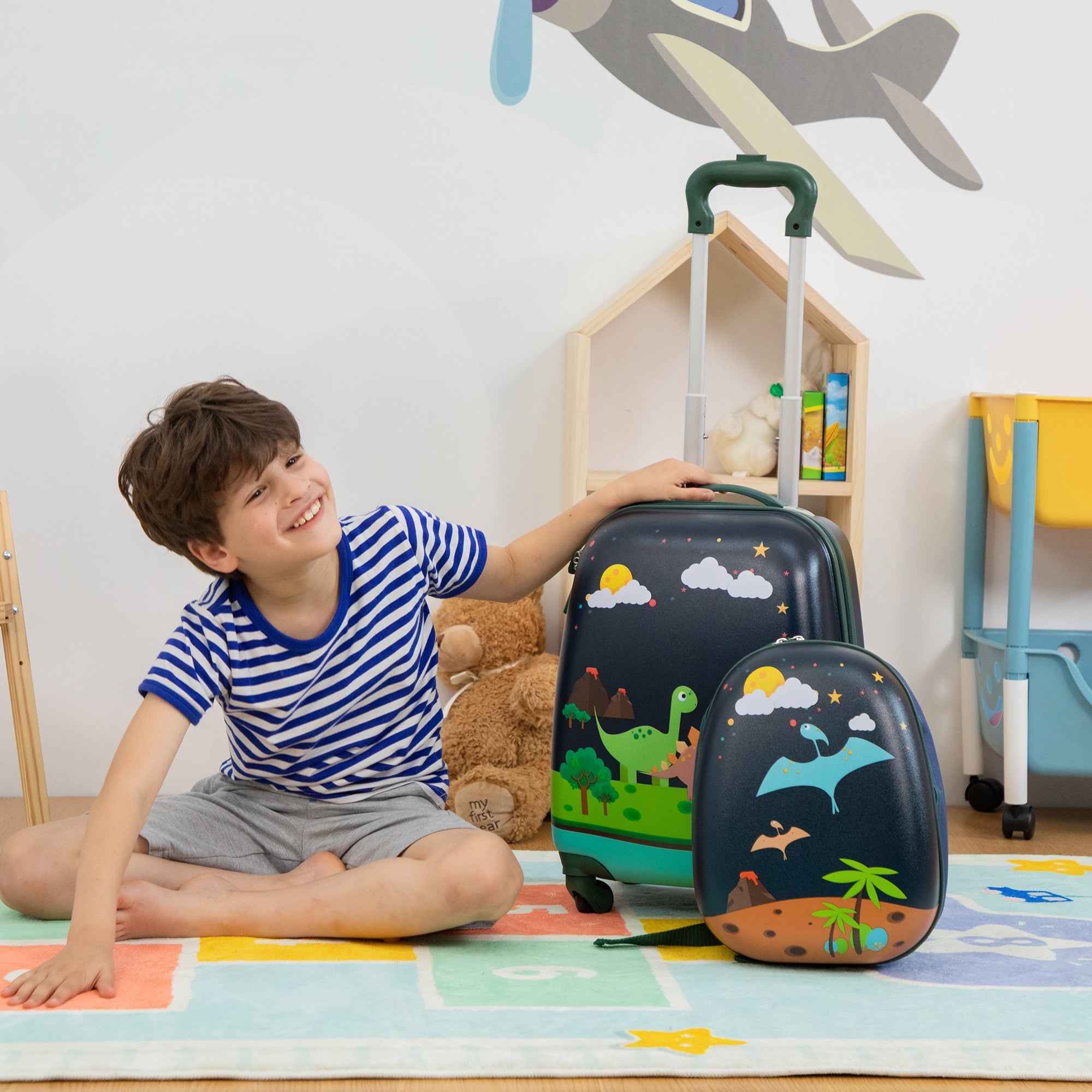 TOBBI 2 PC Kids Carry on Luggage Set 12" Backpack and 16" Hardshell ...