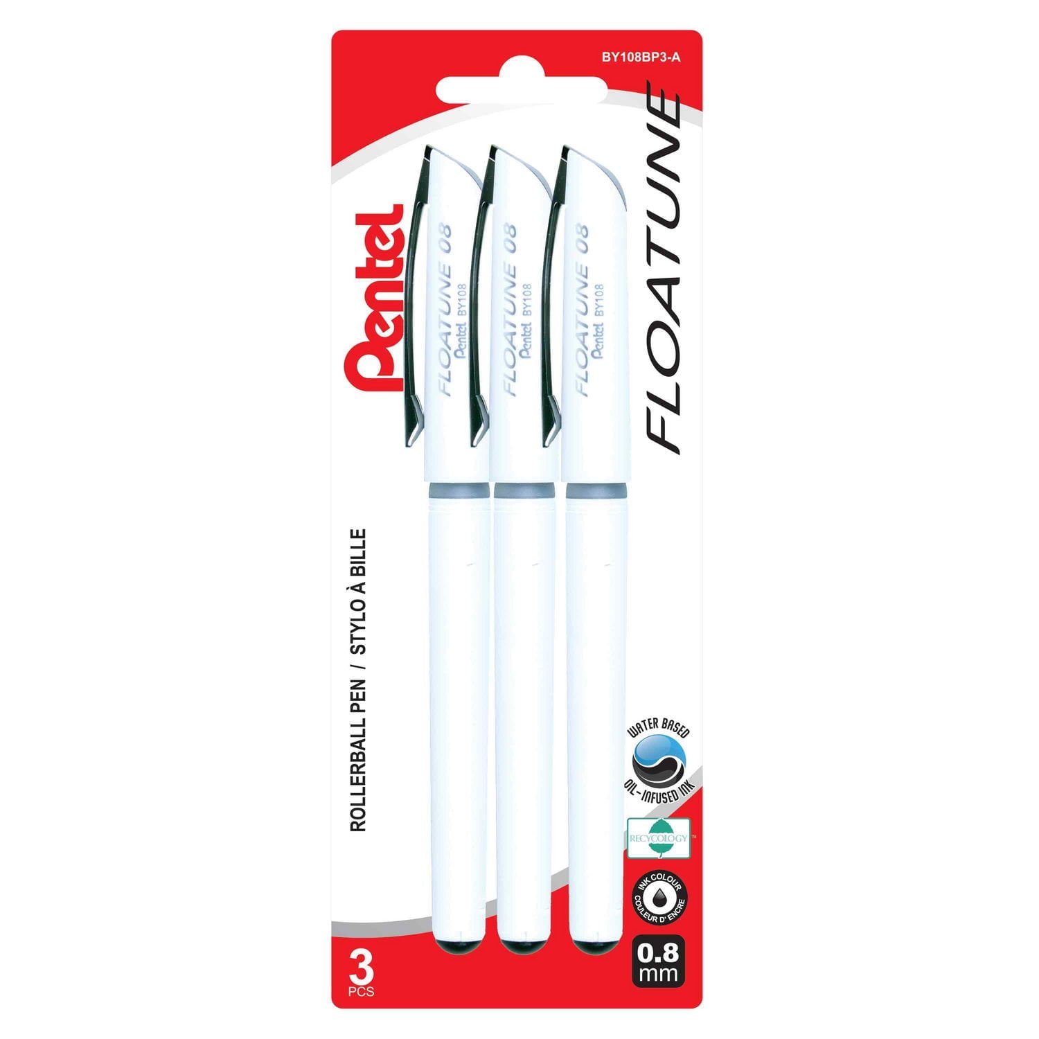 Click here for Pentel Floatune Roller Ball Pen 0.8mm Black Ink Pa... prices