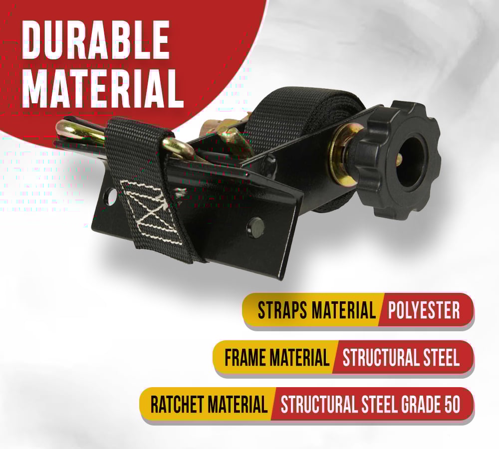 1-1/2" x 7' Ladder Rack Ratchet Tie-Down Straps (Pair) Square Tube ...