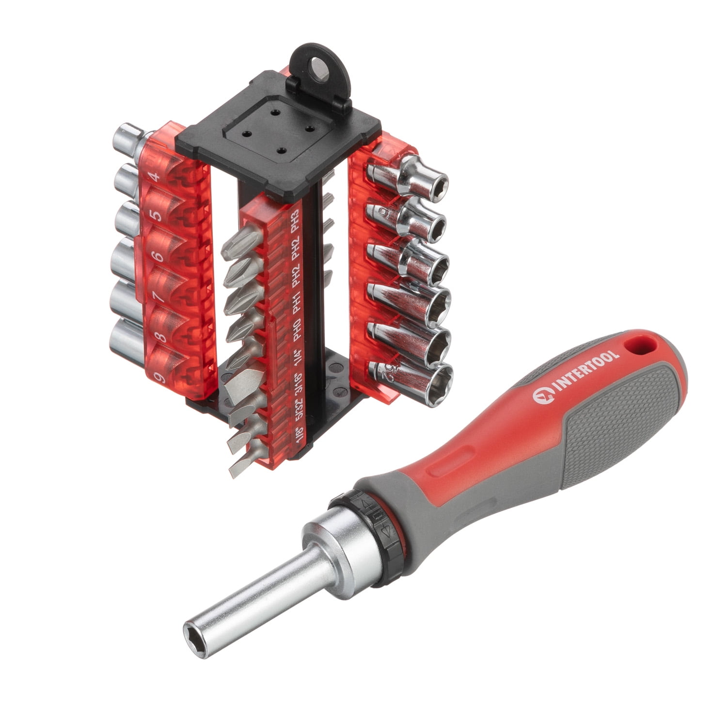 INTERTOOL 31-Piece Ratchet Screwdriver Set, Compact Multi-Bit Driver ...