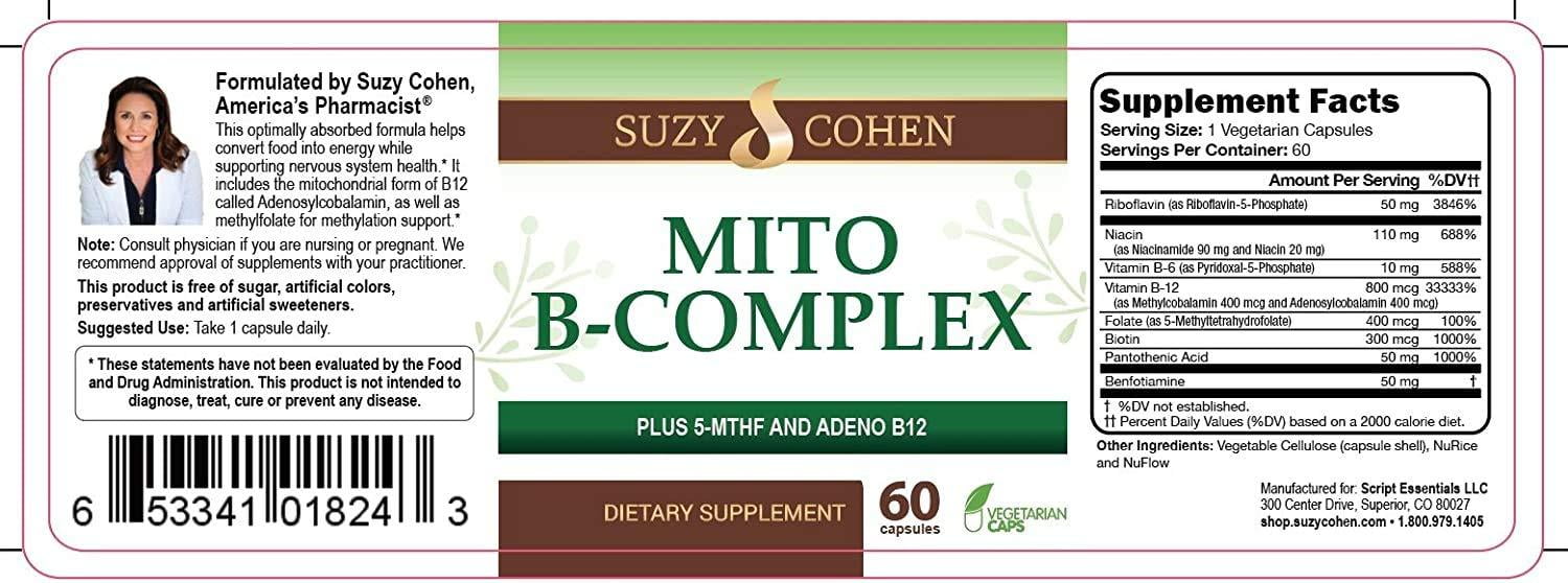 Buy Mito B Complex - Vegan Mito B Complex with 5-MTHF and Adeno B12 - 60 Servings - by Suzy ...