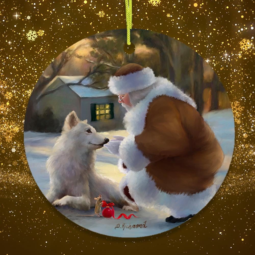 It's Almost Christmas Santa Wolf and Curious Mouse Ornament - Walmart.com