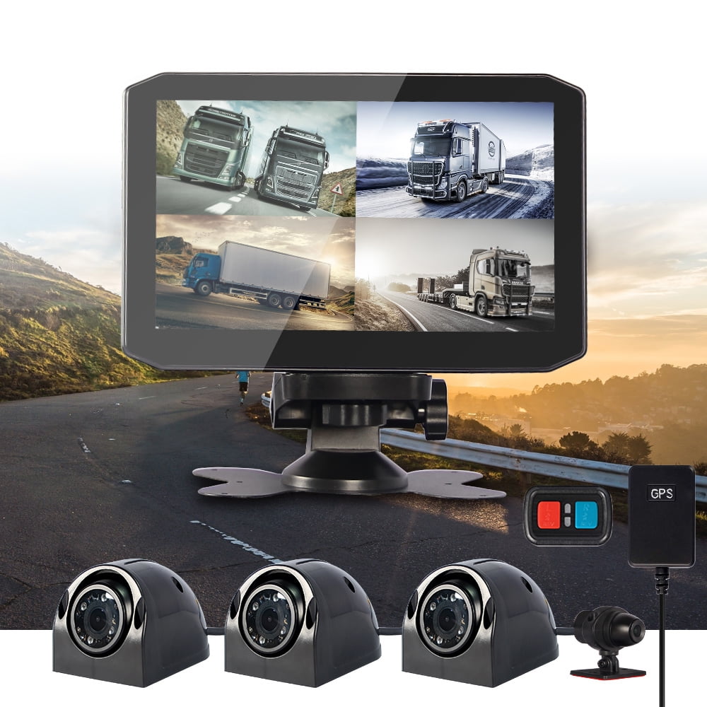 VSYSTO 4CH Truck Dash Cam, 7'' Monitor 4 Split Screen GPS HD 1080P ...