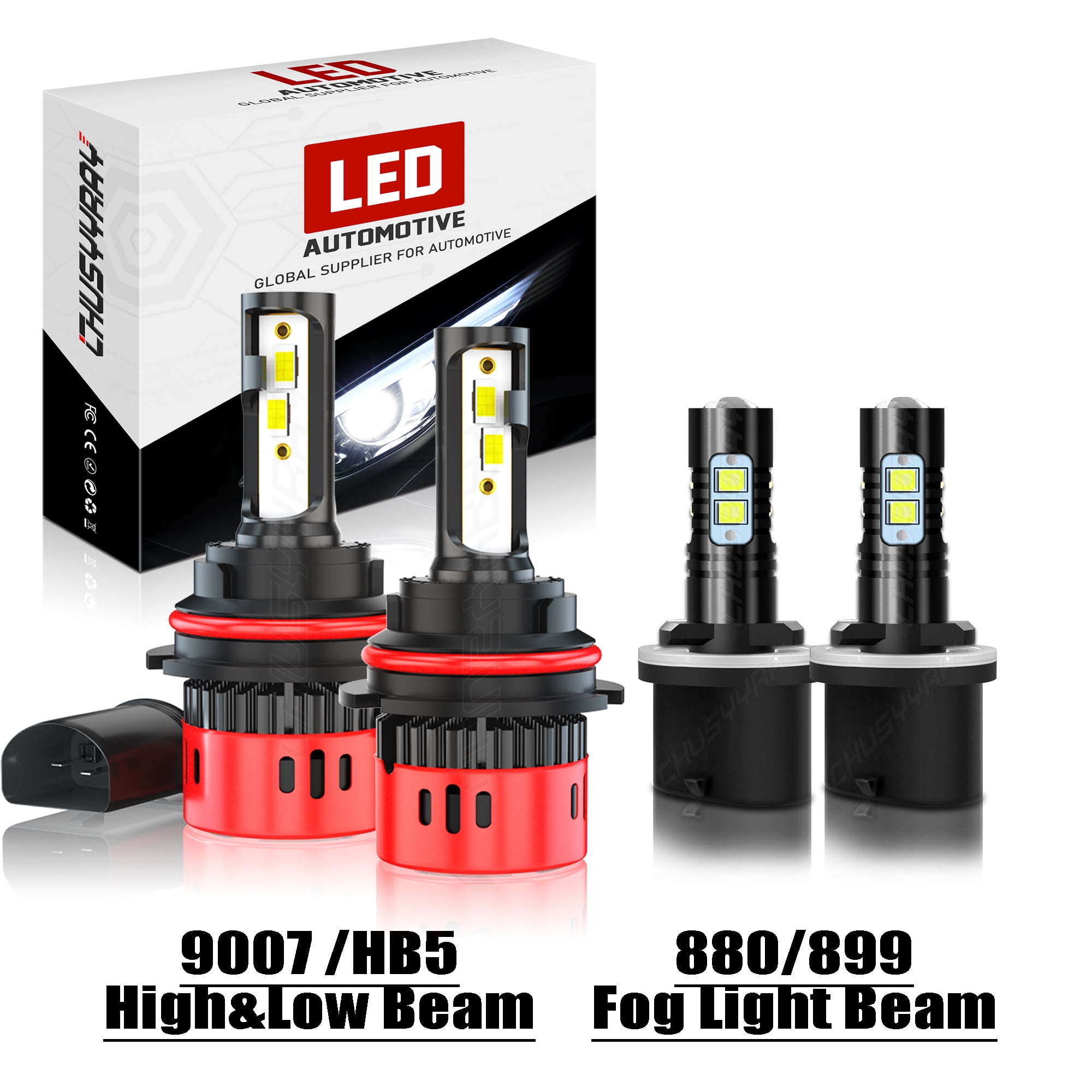 9007 880 LED Headlight Fog Light Bulbs Kit 9004/9007 LED Hi/Lo Beam ...