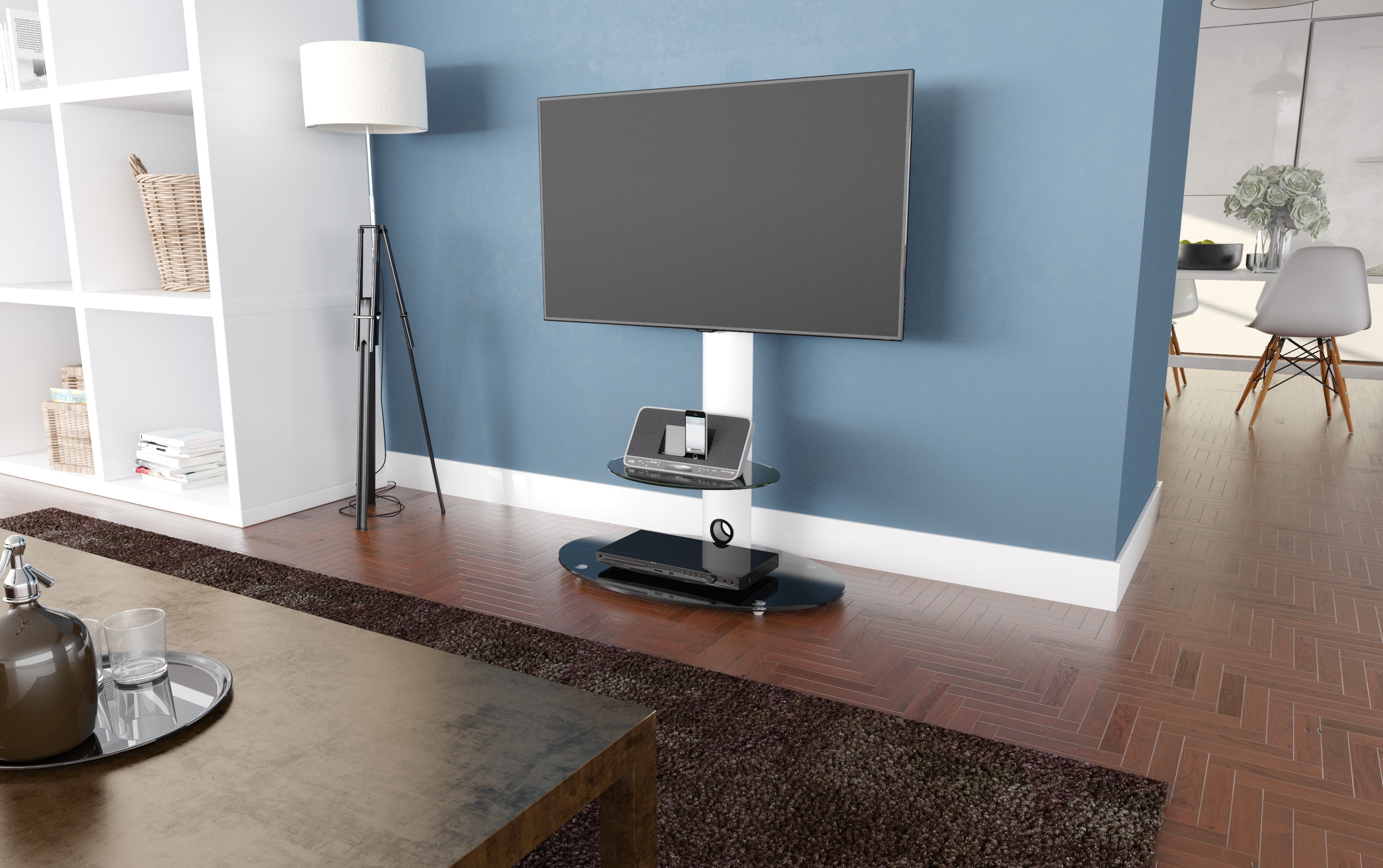 FSL800LUSW-A TV Floor Stand with TV Mounting Column for 32-inch to 65 ...
