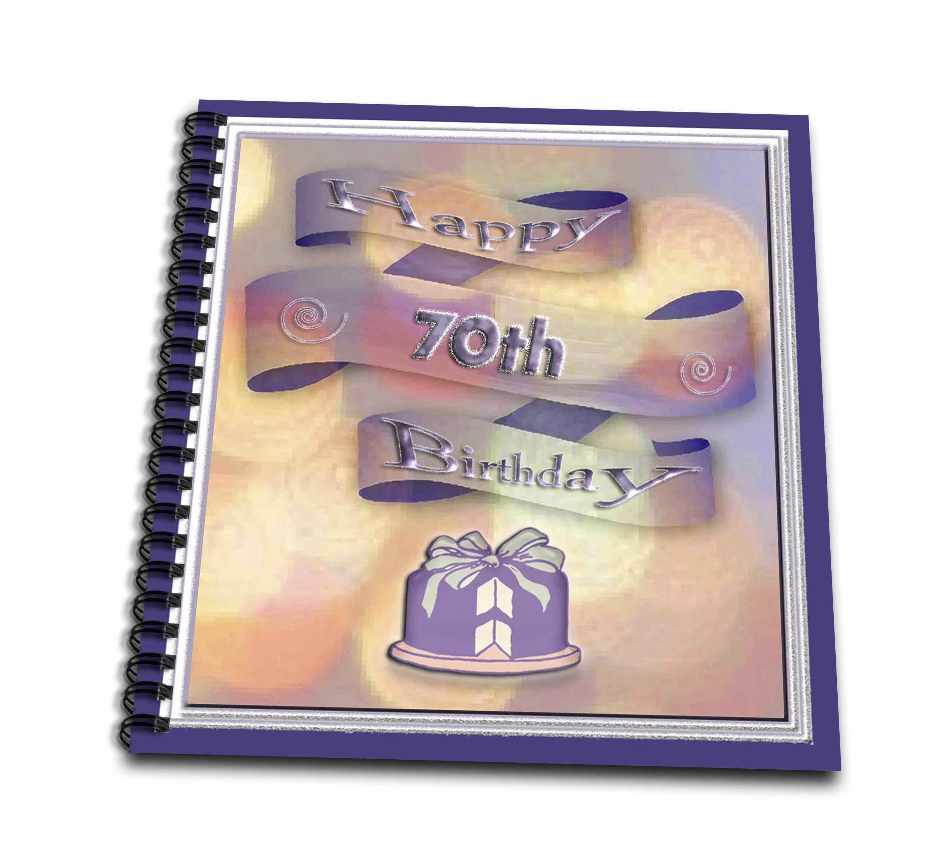 3dRose Ribbon and Cake Happy 70th Birthday - Memory Book, 12 by 12-inch ...