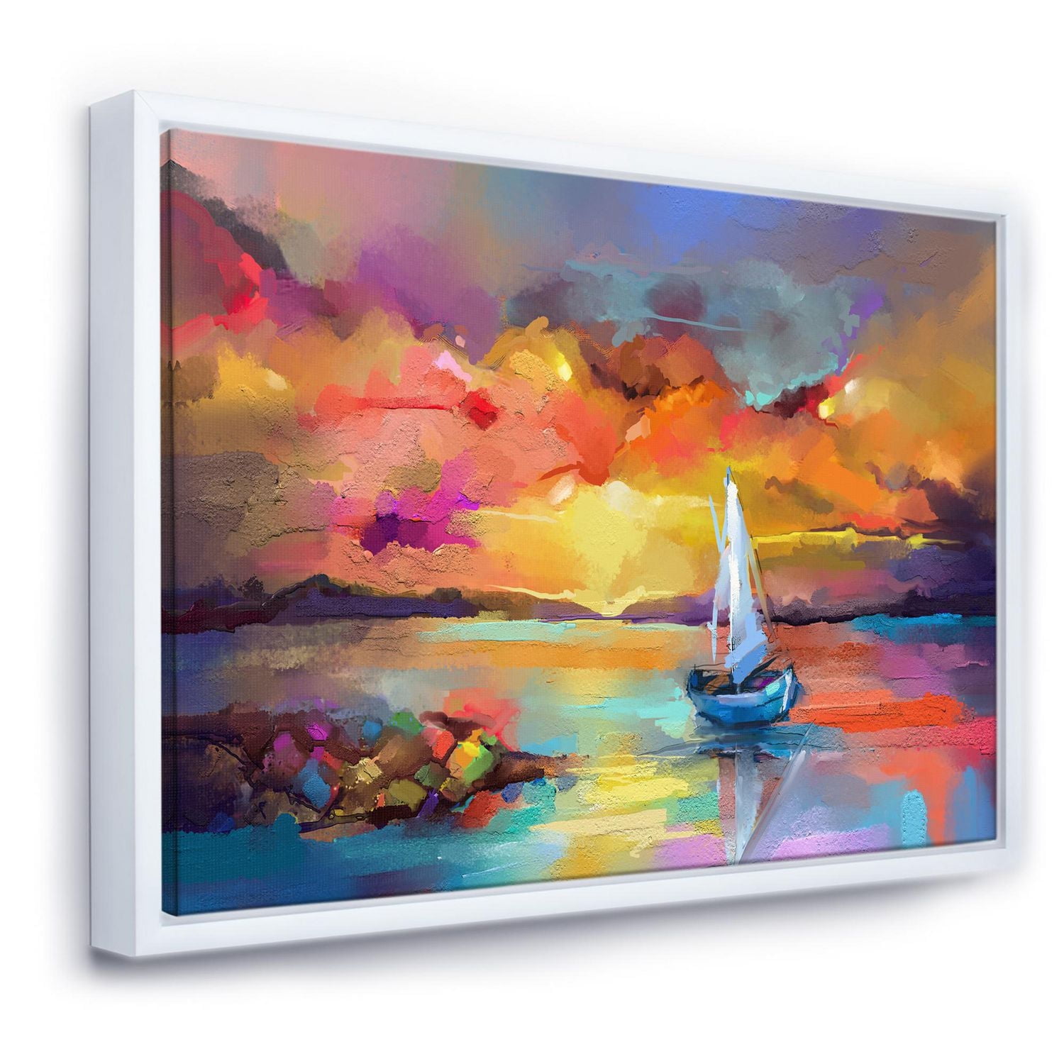 Click here for Designart Sunset Painting With Colorful Reflection... prices