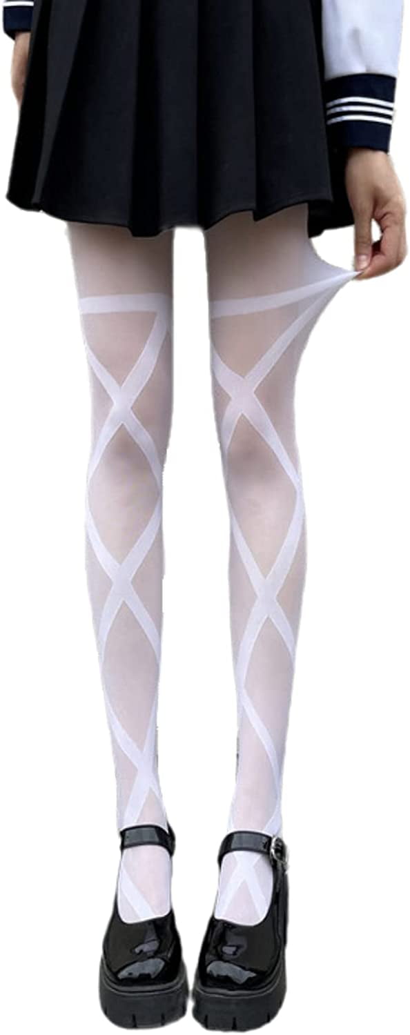 CoCopeaunt Women Sheer Pantyhose Sexy See Through Tights Ribbon Bowknot ...