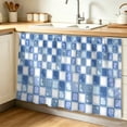 Blue Mosaic Checkered Cabinet Curtains for Kitchen 28"W x 51"L, Modern ...