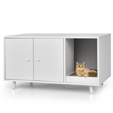 Pefilos 37" Enclosed Litter Box Enclosure Hidden Cat Washroom Bench,Cat ...