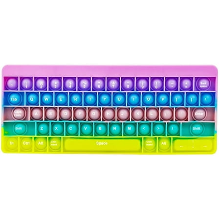 Pop It Fidget , Push Pop Bubble Fidget Sensory Rainbow Keyboard Shape ...