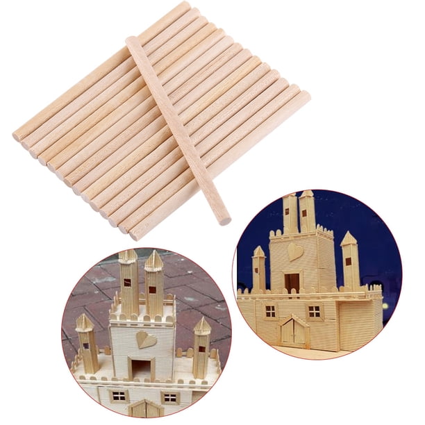 TOPINCN 100pcs 80mm Round Wooden Sticks For DIY Wood Crafts Home Garden ...