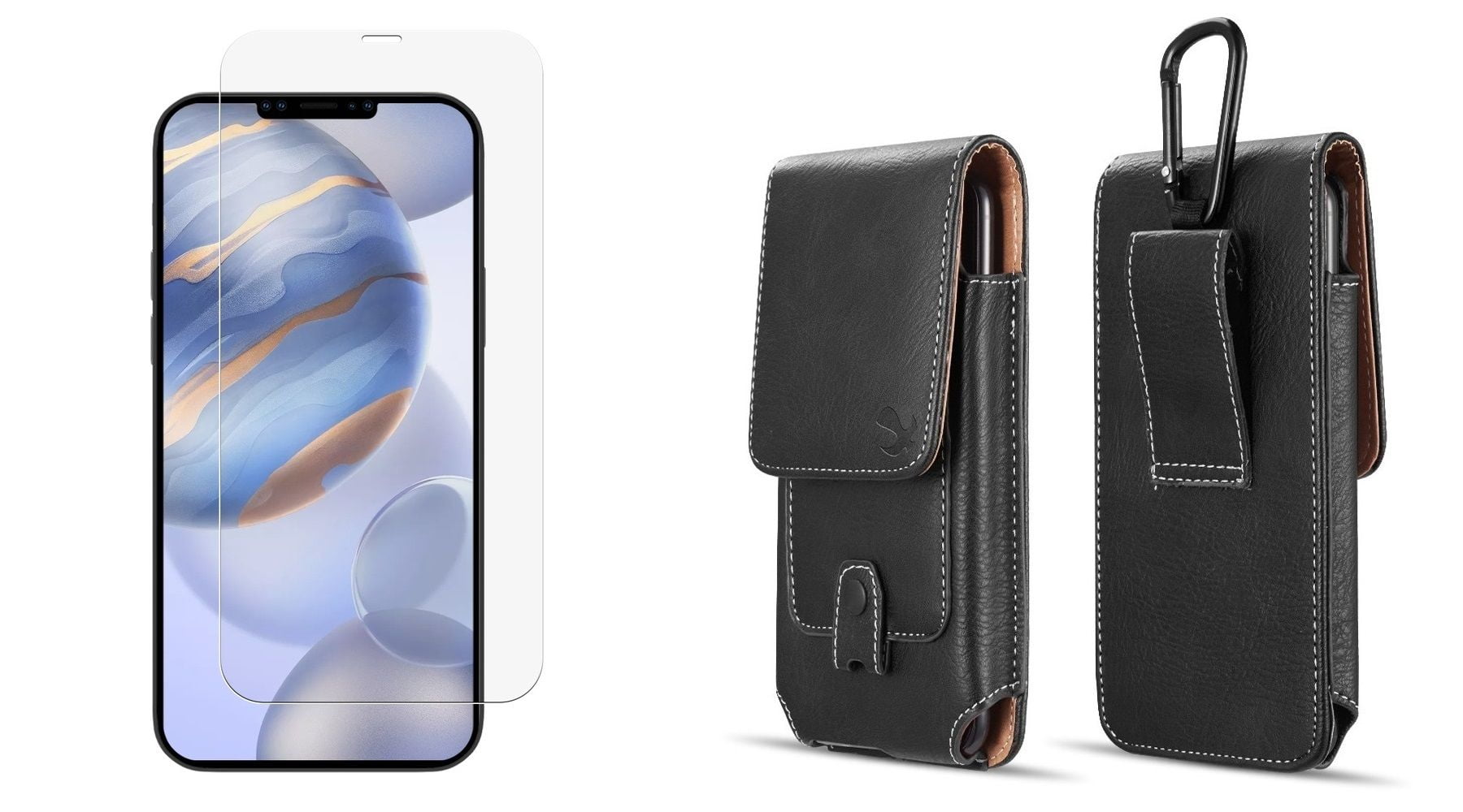 Bemz Pouch Bundle for Apple iPhone 12 Pro: Vertical PU Leather Belt ...