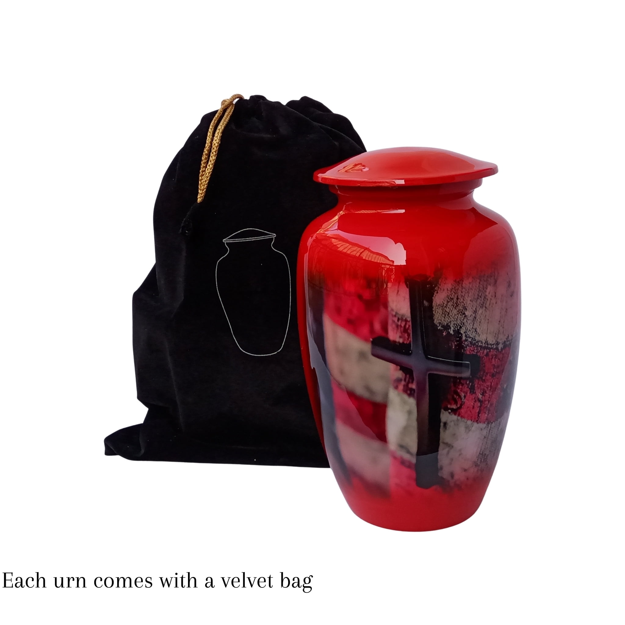 Holy Cross Printed Red Large Adult Cremation Urn for Human Ashes — With ...
