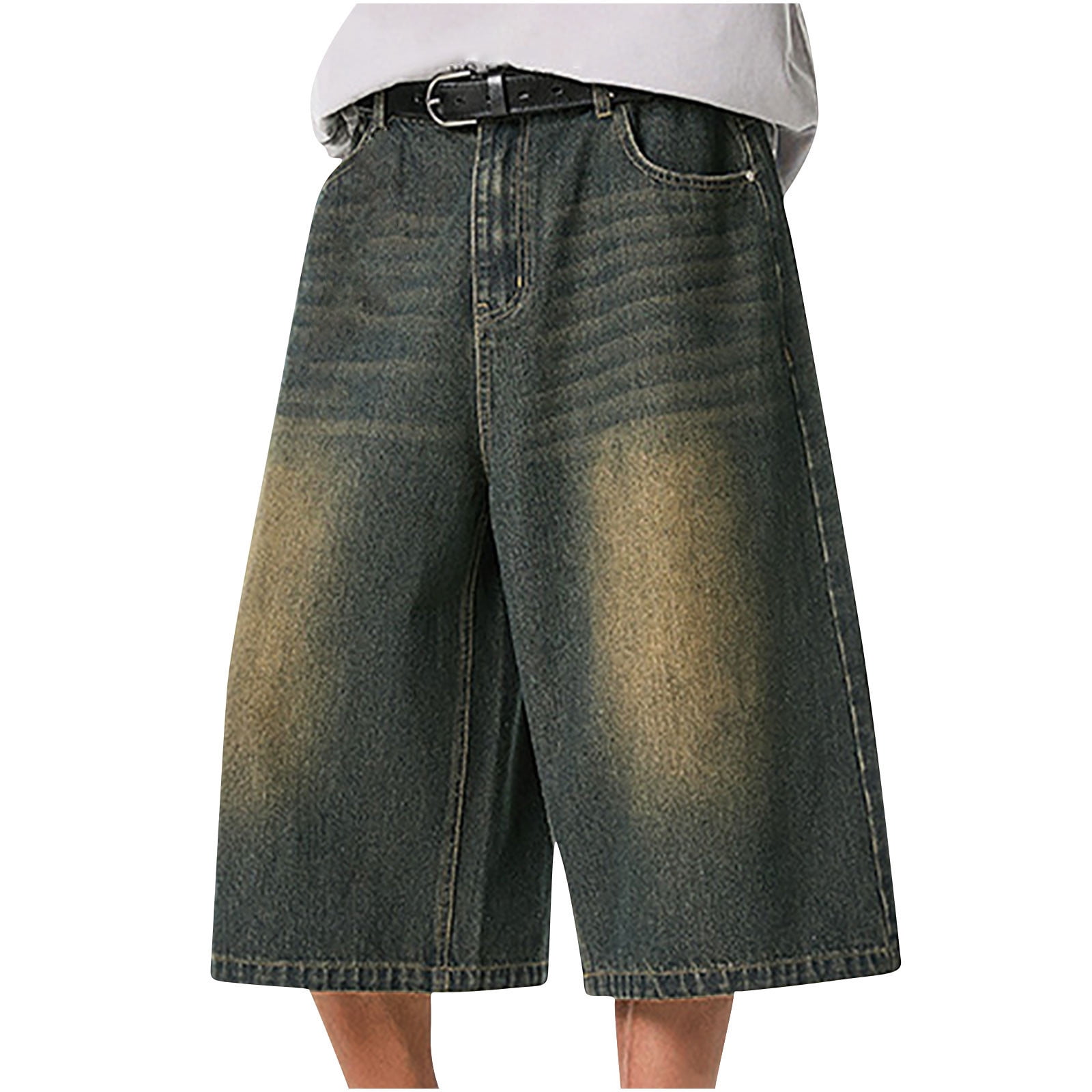 Tqyyweavej Men Baggy Jean Shorts Jorts Casual Loose Fit Wide Leg Long ...