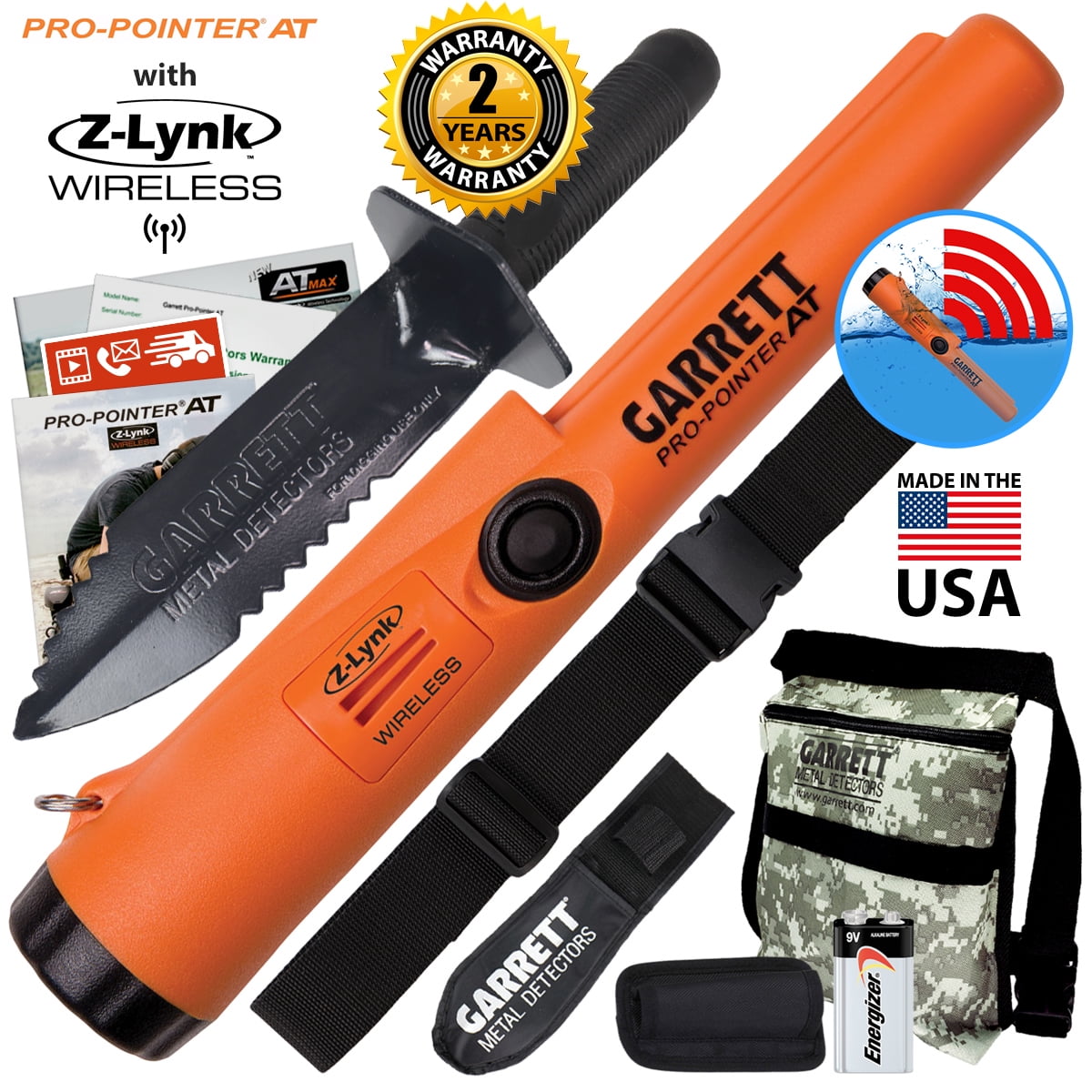 Garrett Pro Pointer AT Z-LYNK Pinpointer with Camo Pouch Edge Digger ...