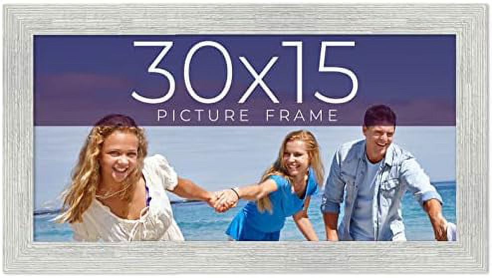30X15 Frame Barnwood White Solid Wood Picture Frame Width 1.5 Inches ...